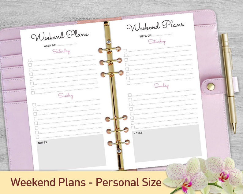 Weekend Planner Printable Personal Size, Weekly Planner Inserts, Weekly ...
