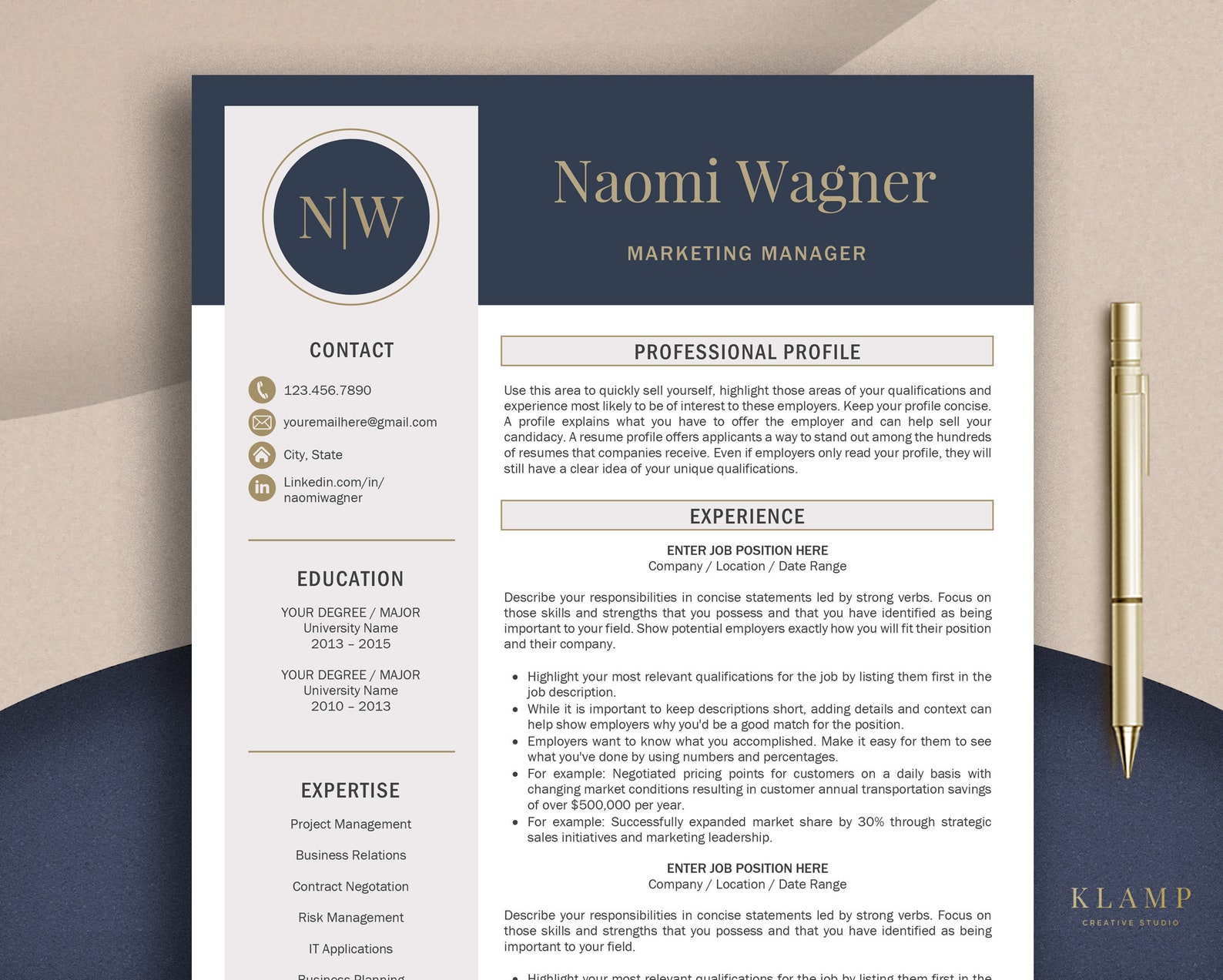 Resume Template for Word & Pages, CV Template, Modern Resume Template ...