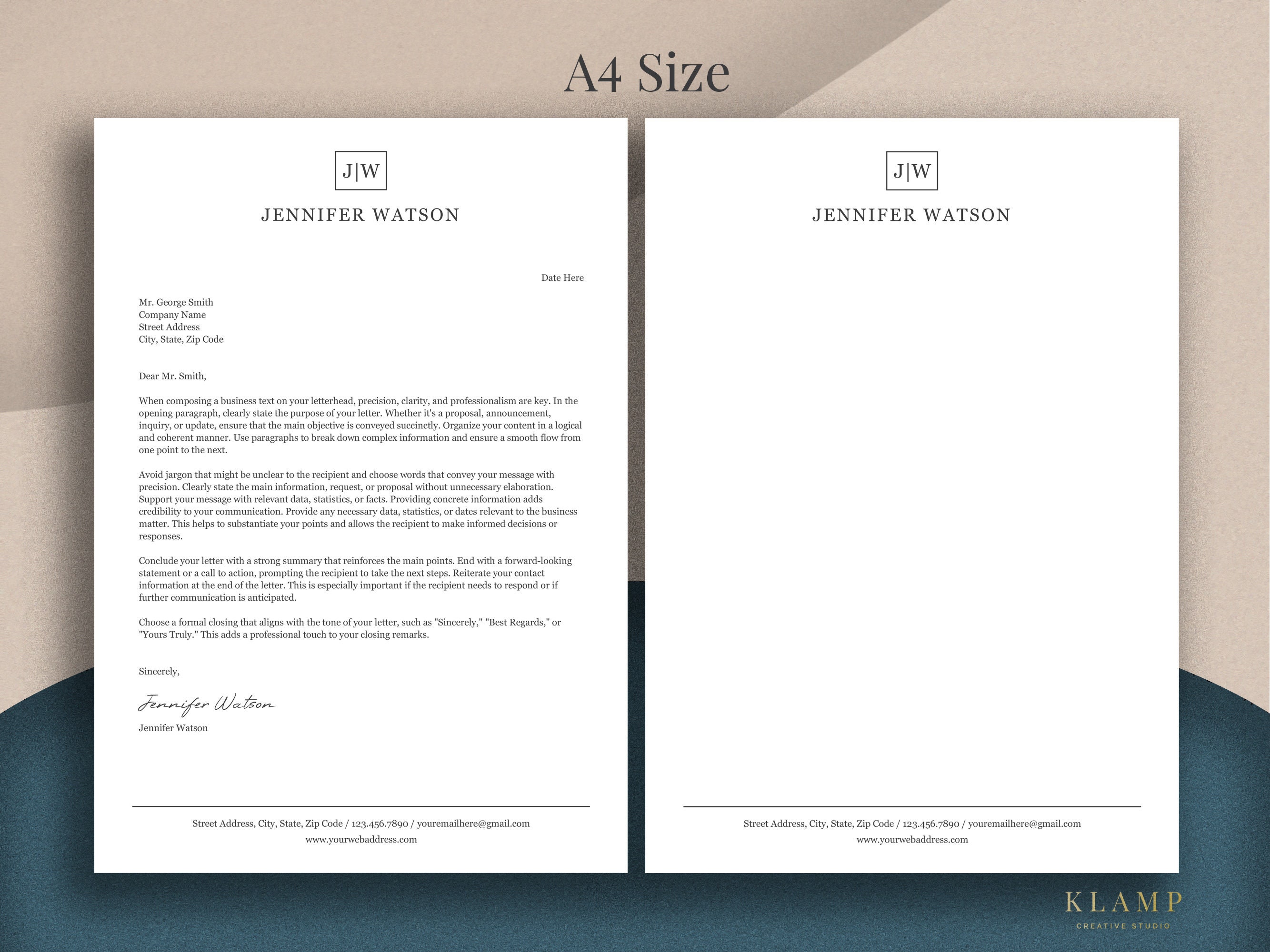 Letterhead Template for Word and Pages, Personalized Letterhead ...