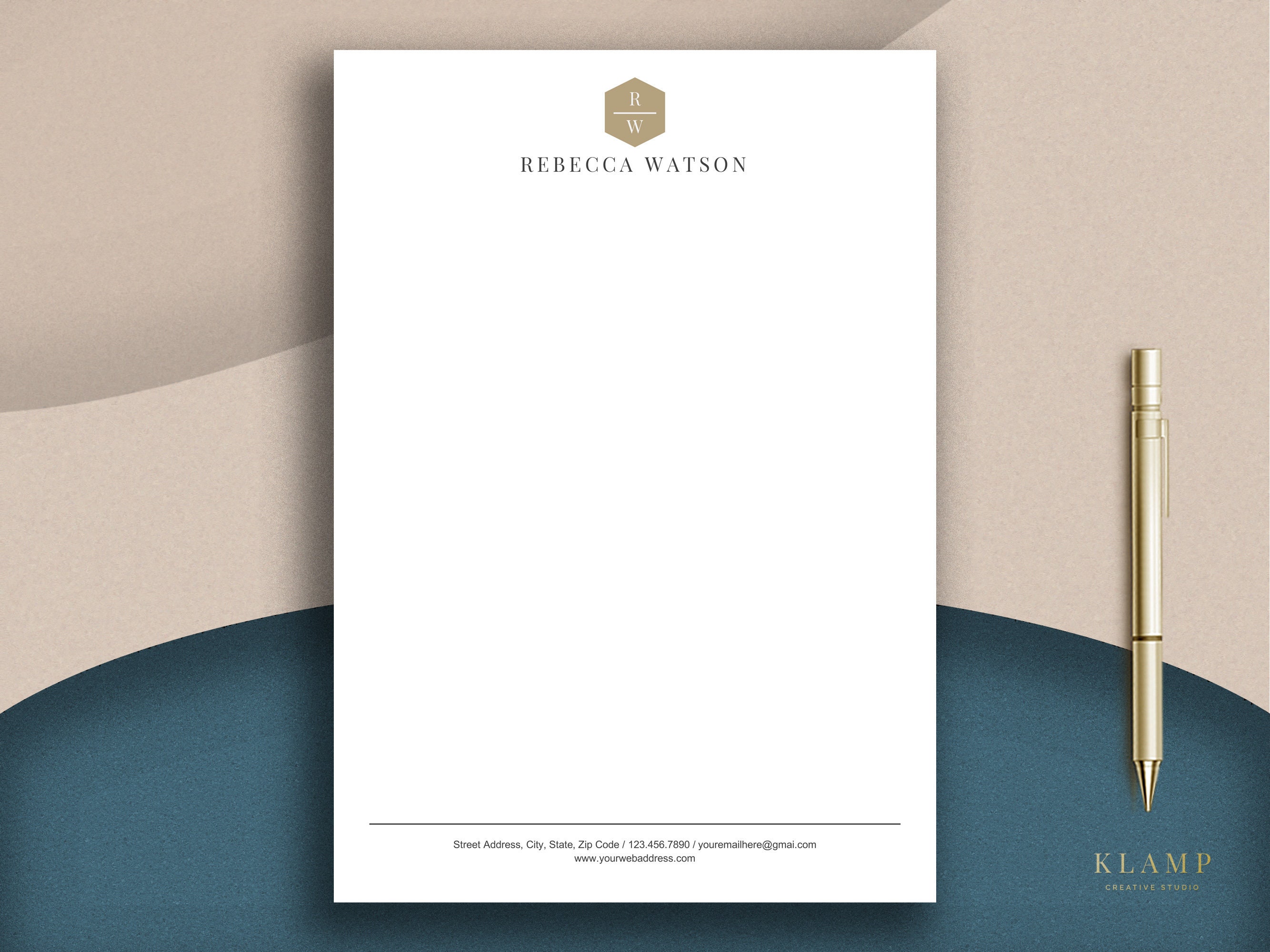 Letterhead Template for Word and Pages, Personalized Letterhead ...