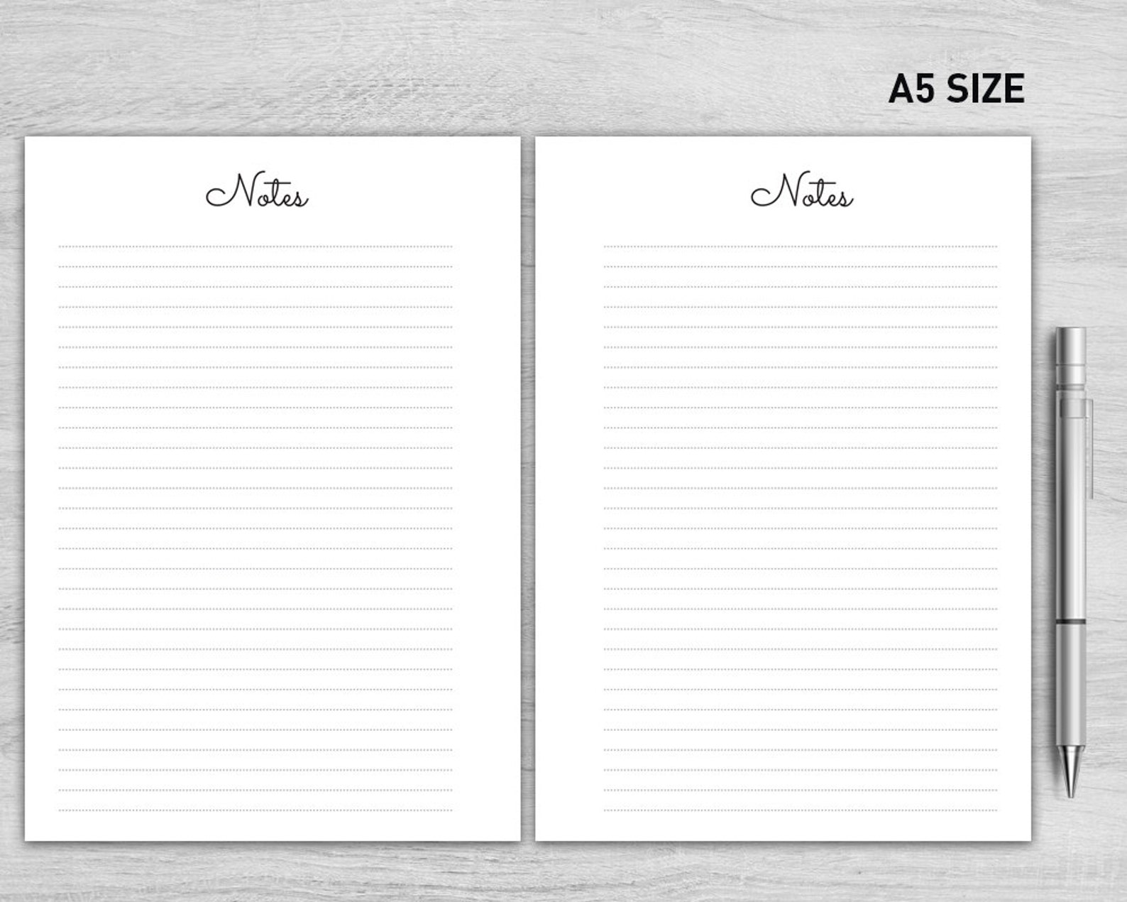 A5 Notes Page - Planner Page Refills Printable, Printable Notepaper ...