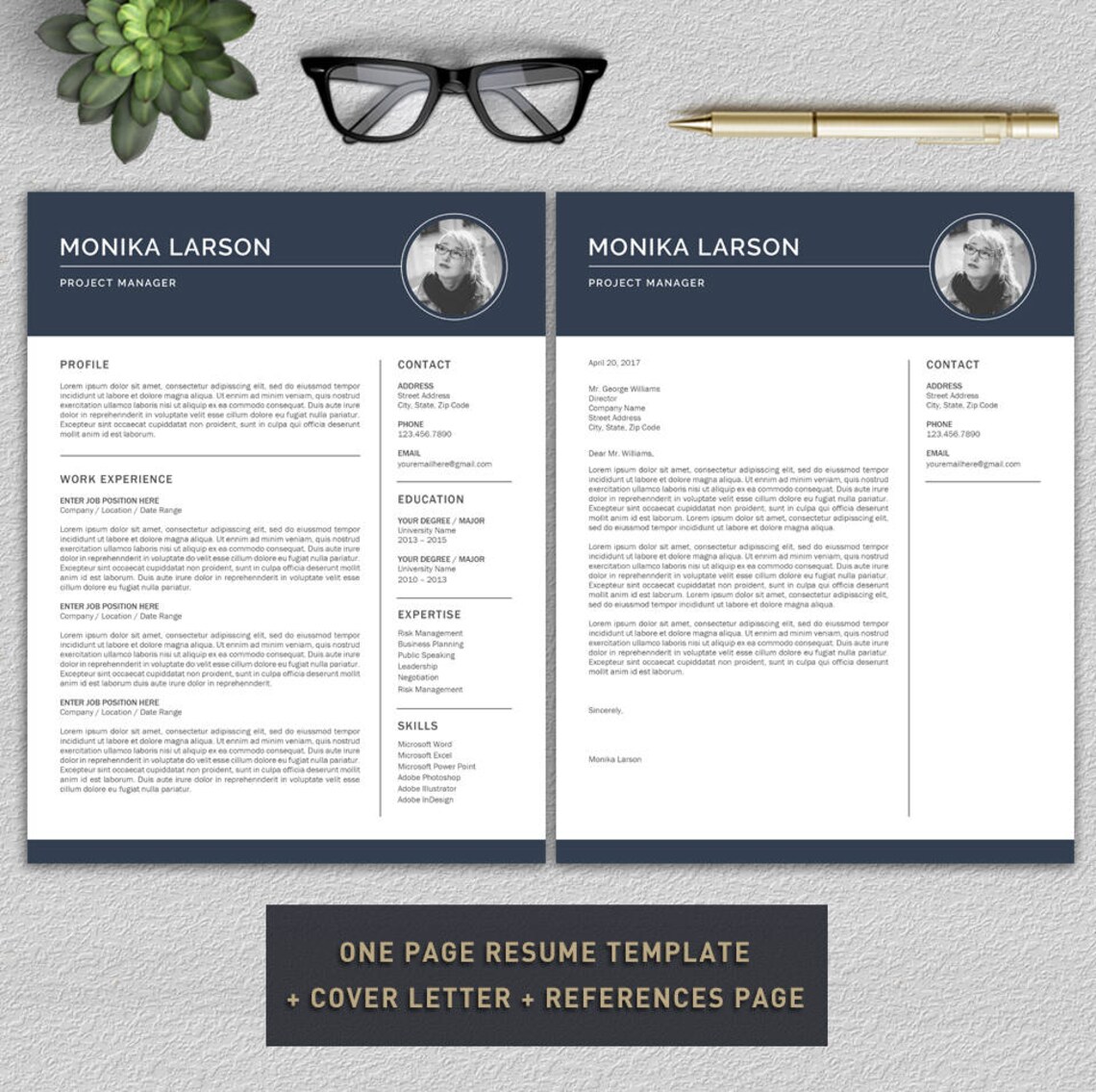Resume Template / CV Template for Word + Cover Letter | Modern Resume ...