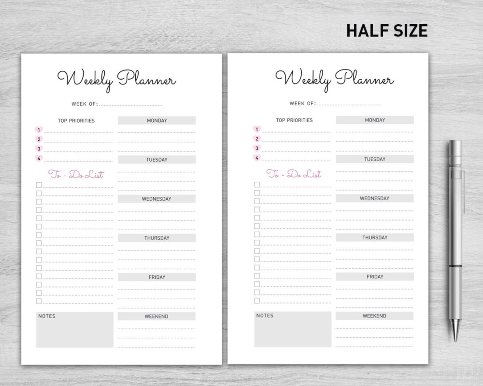 A5 Weekly Planner Printable, Weekly Planner Inserts, Weekly Organizer ...