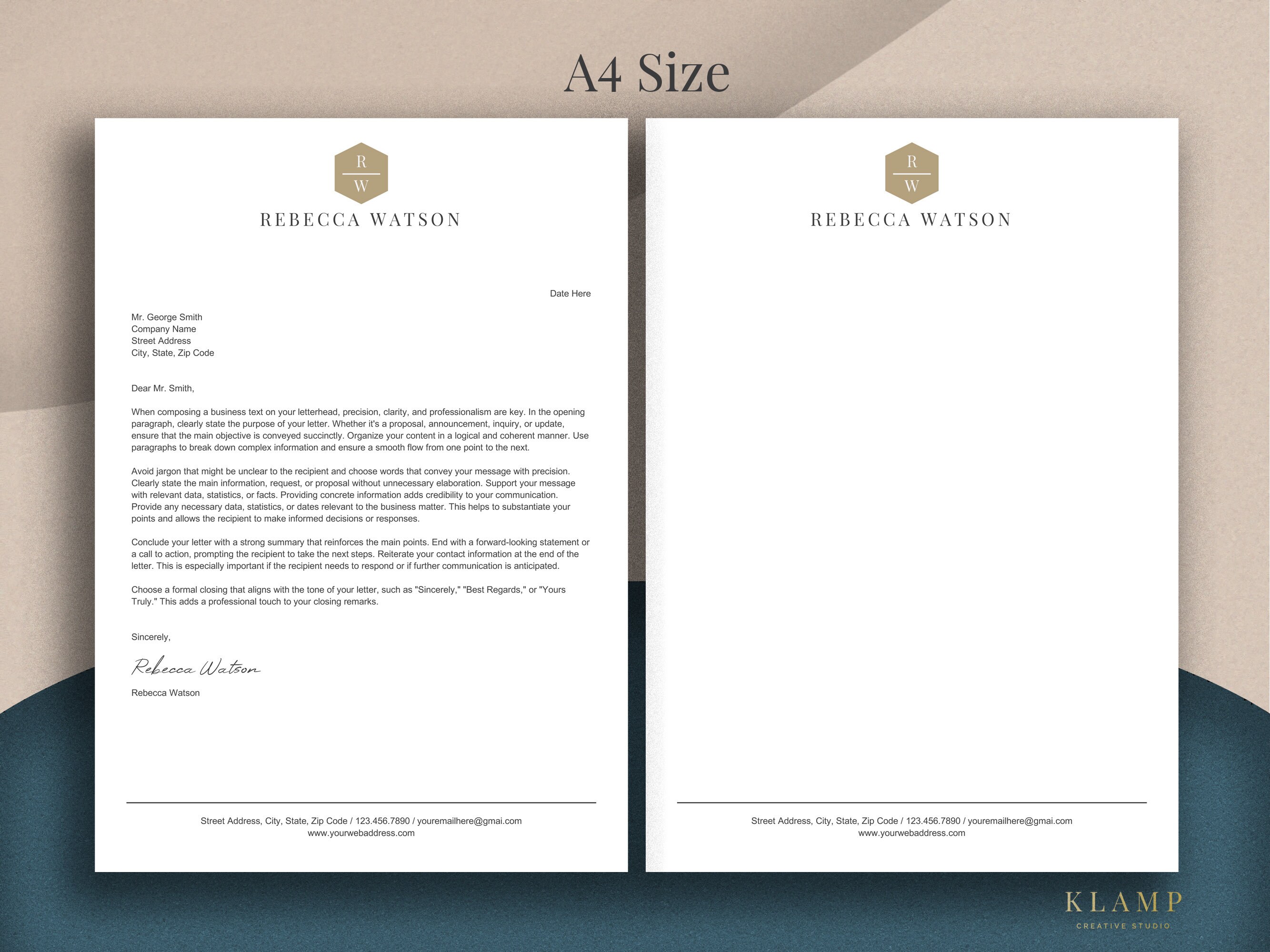Letterhead Template for Word and Pages, Personalized Letterhead ...
