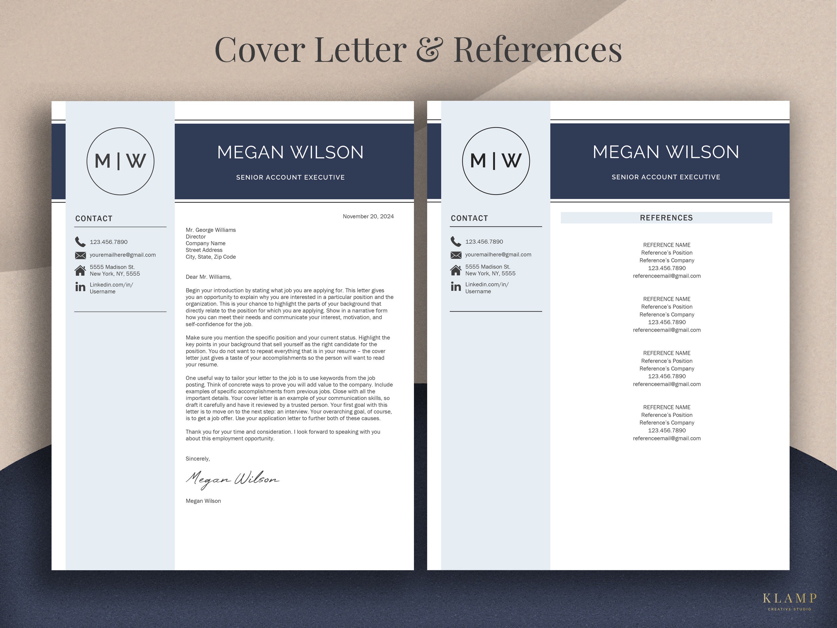 Executive Resume Template, Professional Resume CV Template for Word and ...