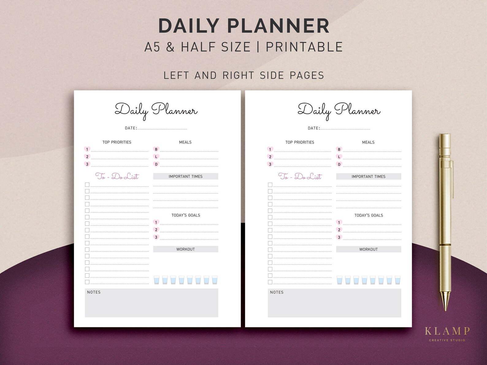 A5 Daily Planner, Daily Schedule, Daily Planner Printable, Personal ...