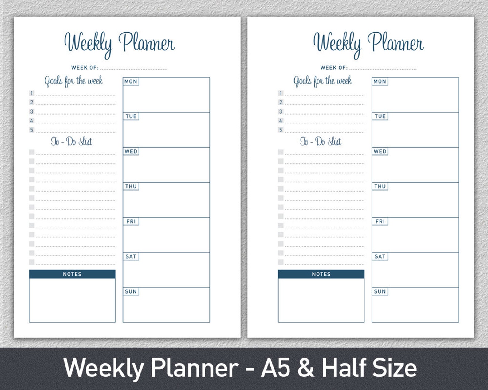 A5 Weekly Planner Printable, Weekly Planner Inserts, Weekly Organizer ...