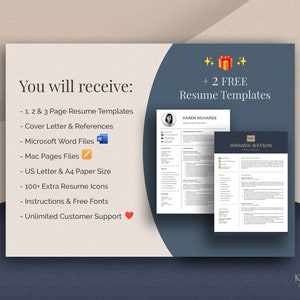 Professional Resume Template With Photo for Word & Pages 2024 + 2 Free ...