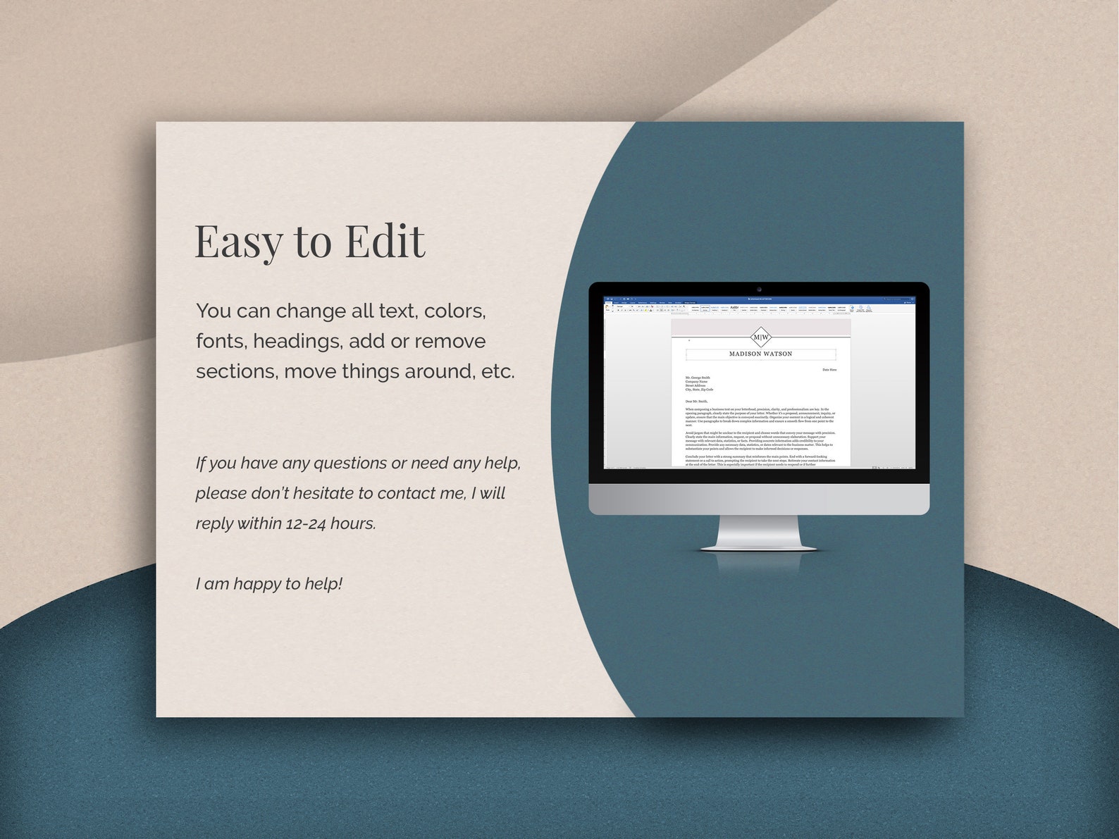 Letterhead Template for Word and Pages, Personalized Letterhead ...