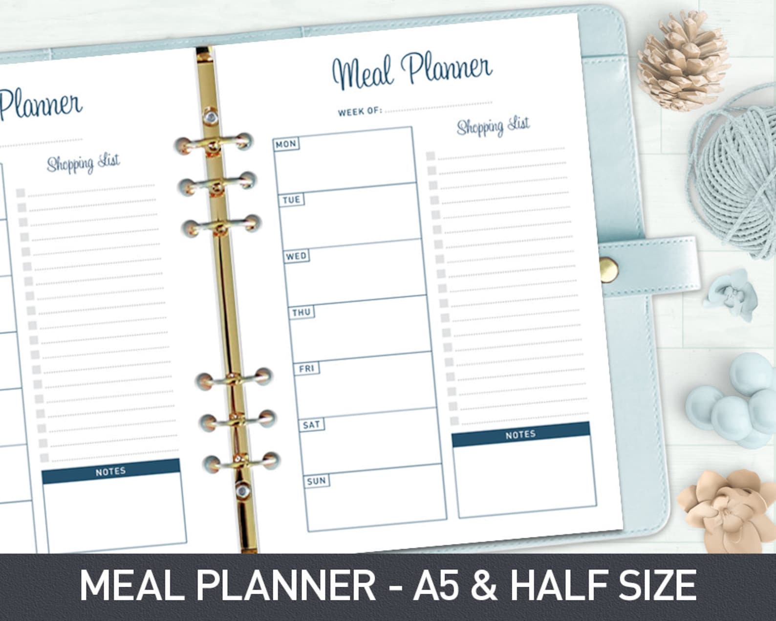 A5 Meal Planner Printable, Weekly Meal Planner, Menu Planner, Printable ...
