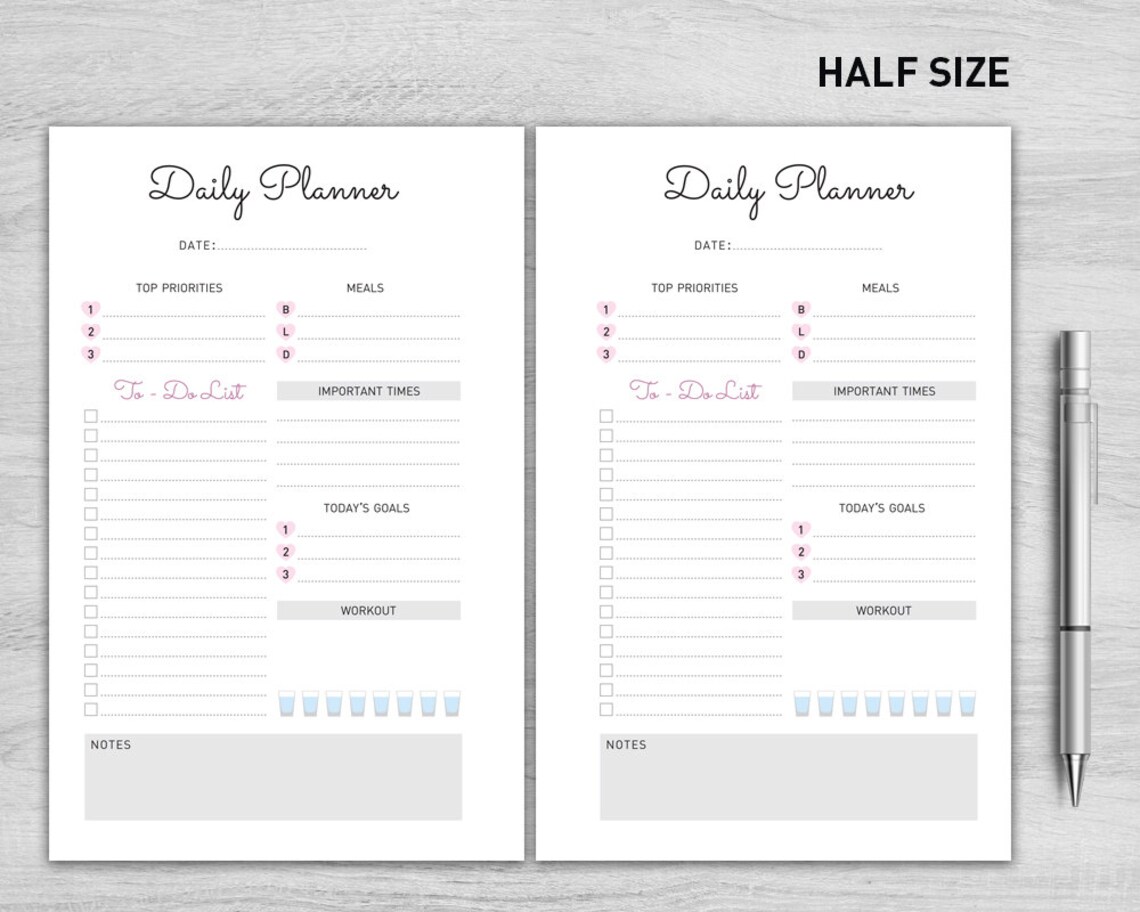 A5 Daily Planner, Daily Schedule, Daily Planner Printable, Personal ...