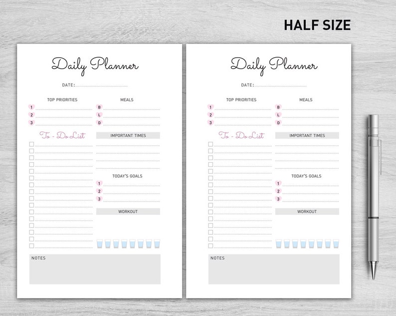 A5 Daily Planner Daily Schedule Daily Planner Printable - Etsy