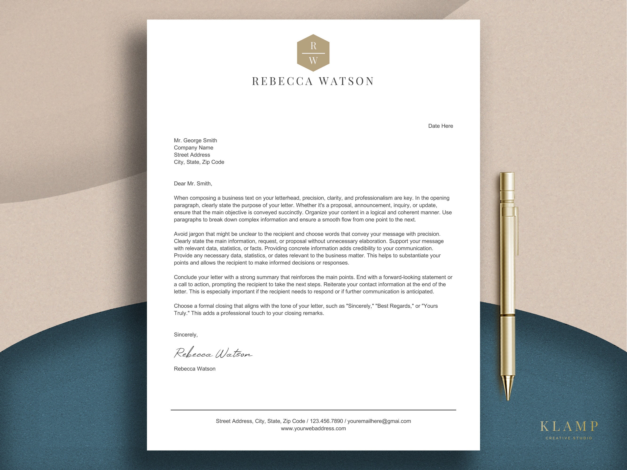 Bundle Letterhead Templates for Word and Pages, Personalized Letterhead ...