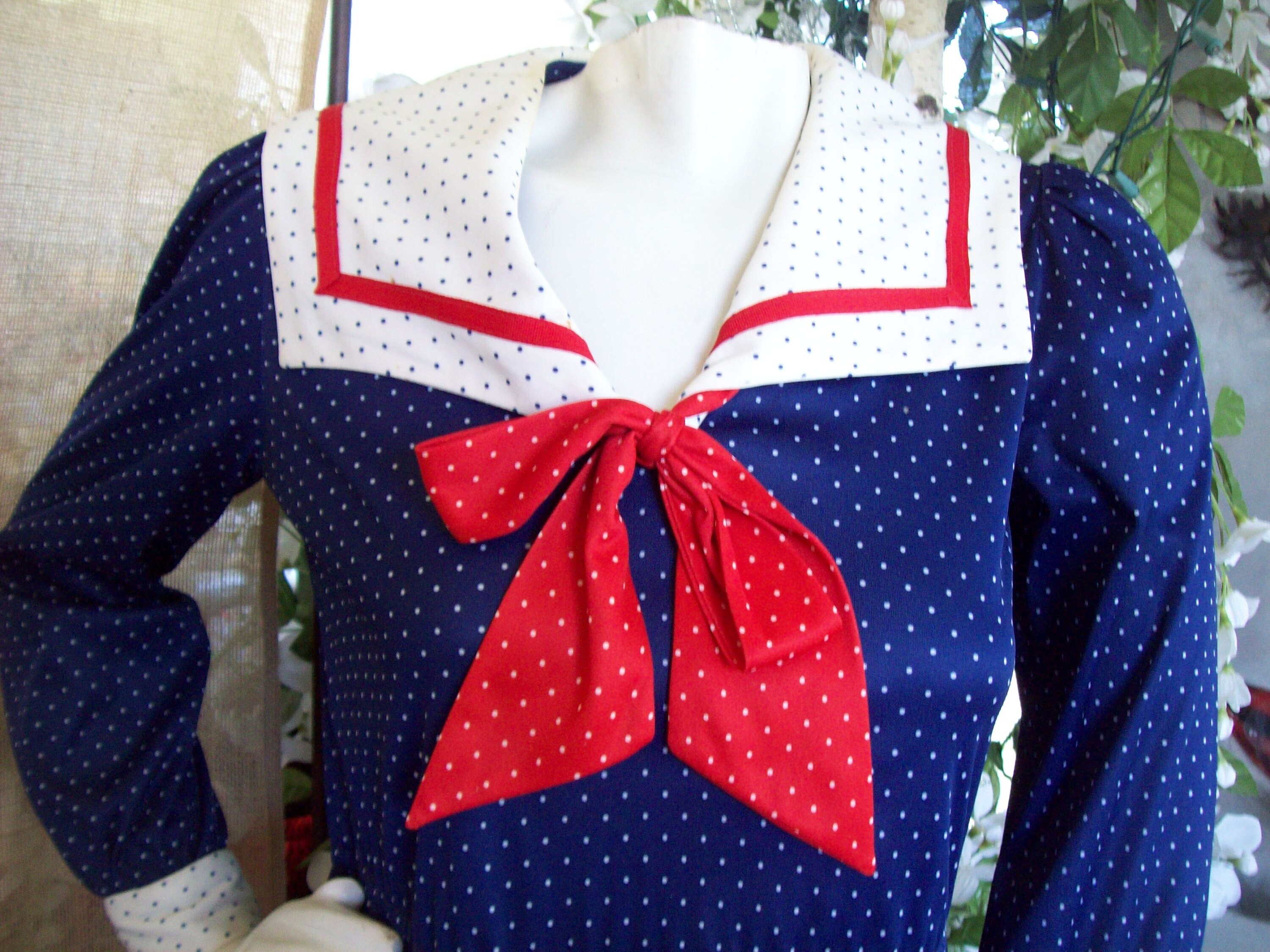 Sailor Dress Polka Dot Sailor Collar Trimmed Sleeves Halloween - Etsy