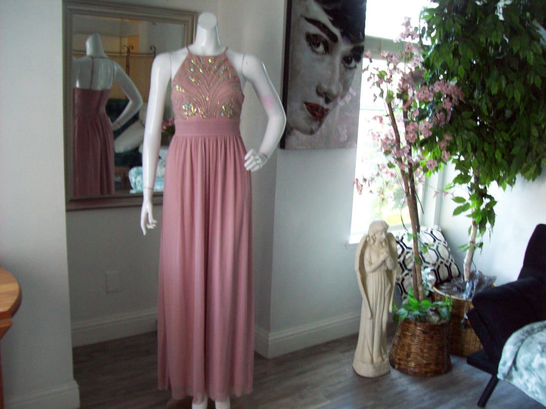 Prom Dress Mauvelous Pink Bejeweled Bodice Rhinestones Iridescent Gems ...