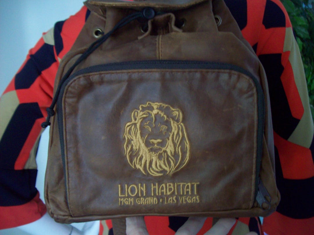 Lion Head Leather Backpack Rare MGM Grand Hotel Lion Habitat ...