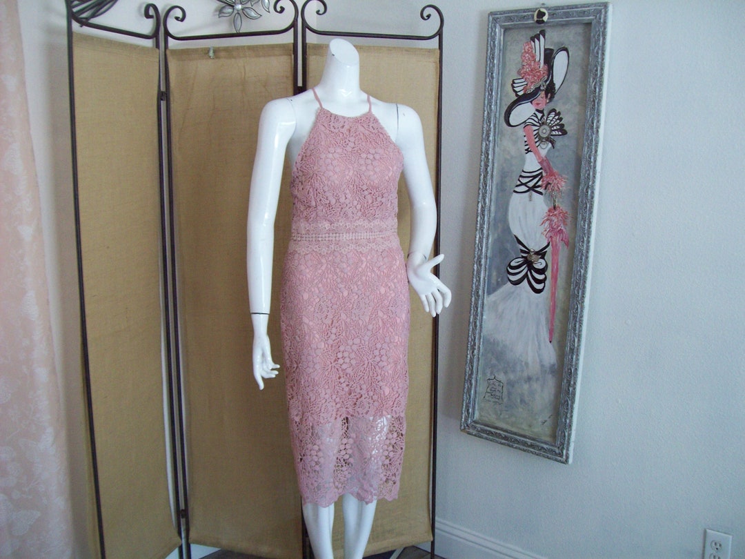 Lacy Crochet Dress Mauvelous Rose Pink Dress Sexy Back Slit Romantic ...