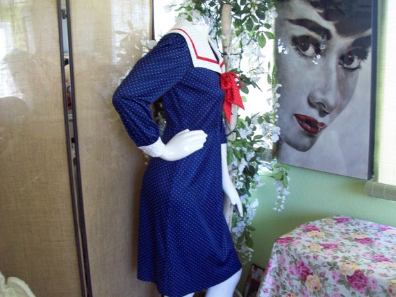 Sailor Dress Polka Dot Sailor Collar Trimmed Sleeves … - Gem