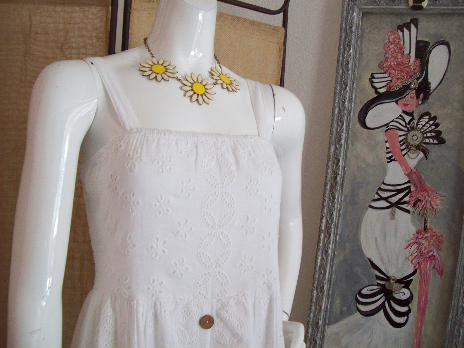 NWT White Eyelet Dress Elastic Back and Waist Adj Strap Dress - Etsy