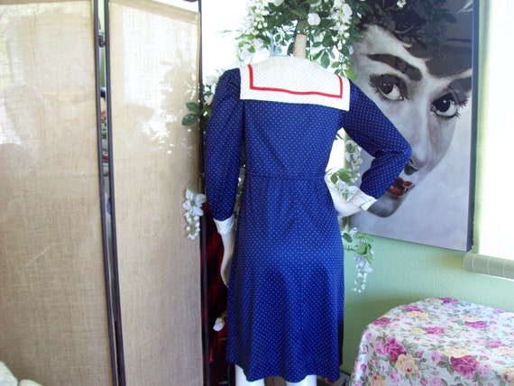 Sailor Dress Polka Dot Sailor Collar Trimmed Sleeves … - Gem