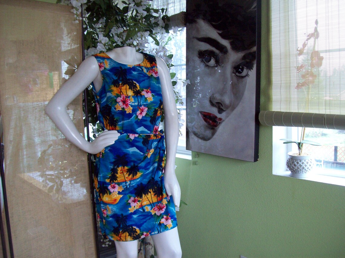 Hawaiian Dress Luau Hawaiian Sunset Tropical Beach Party Wrap-around ...