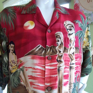 Hawaiian Men's Shirt Hawaiian Togs Luau Polynesian Lady Playing Ukulele ...