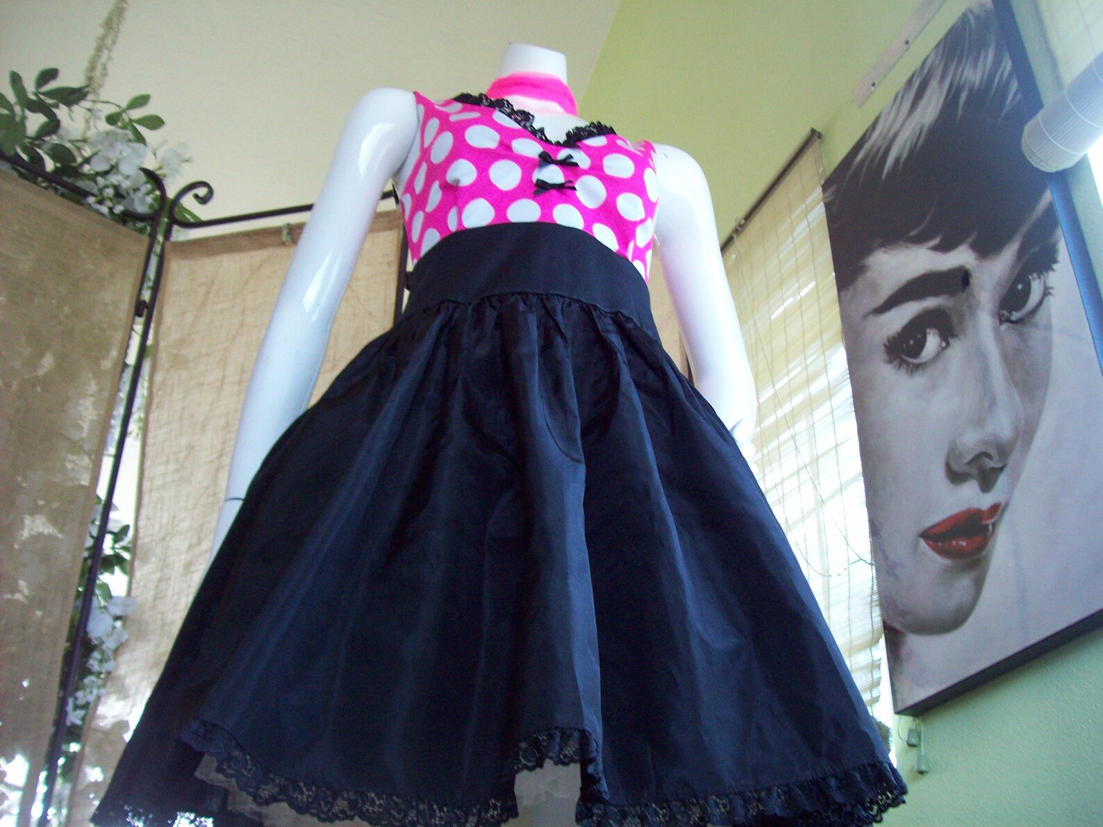 50s Dress Sock Hop Be-bop Rock Around the Clock Hot Pink White Polka ...
