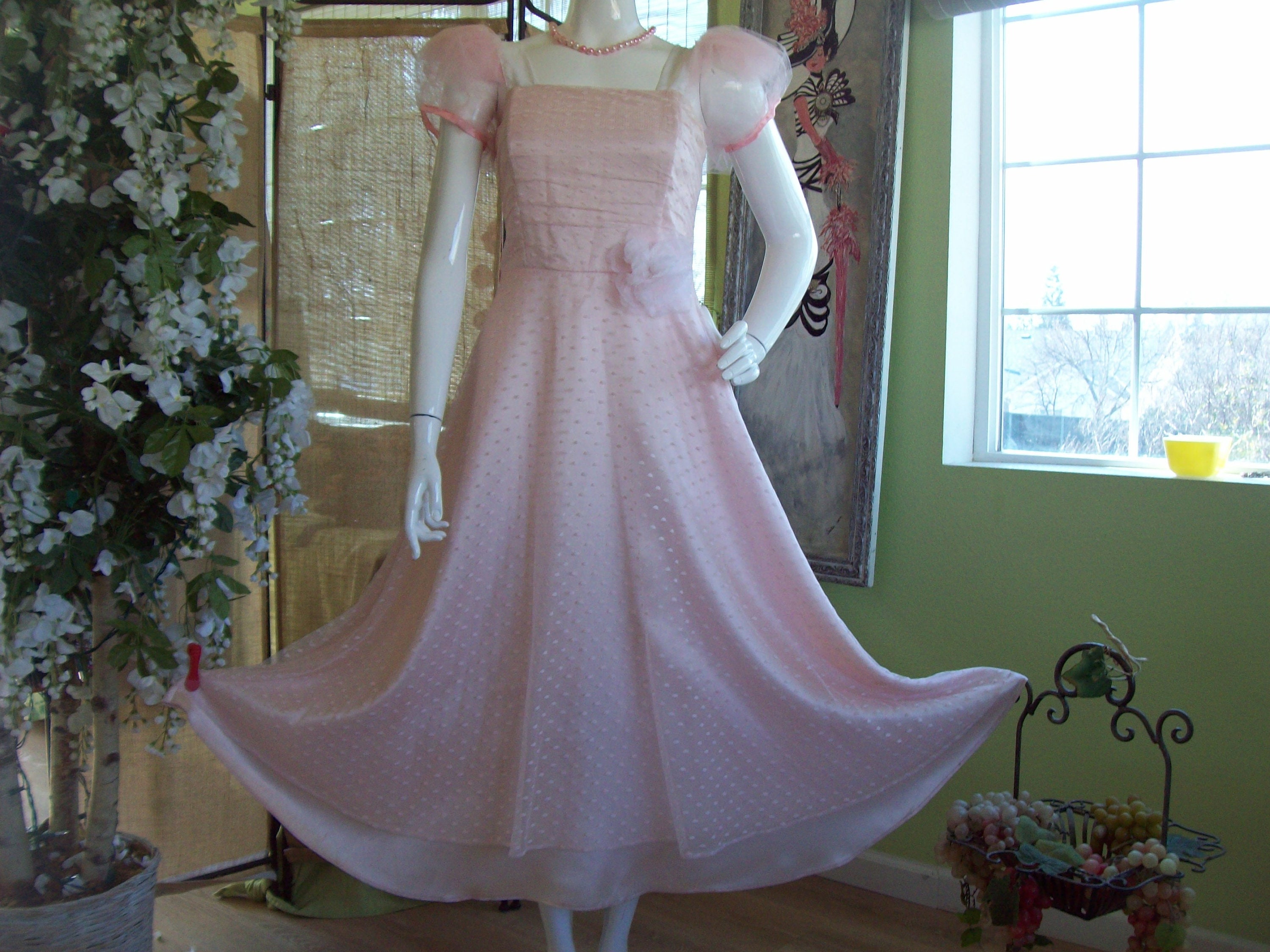 Pink Tulle Dress Swiss Dot Tulle Satin Lined Puff Crinolin - Etsy