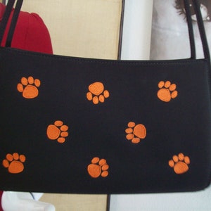 Dog Paw Purse Paw Print Rhinestone Black Orange-rust Embroidered Paw on ...
