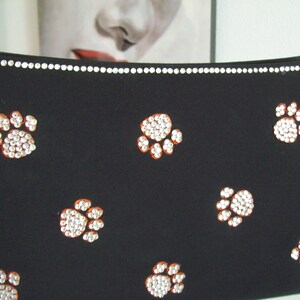 Dog Paw Purse Paw Print Rhinestone Black Orange-rust Embroidered Paw on ...