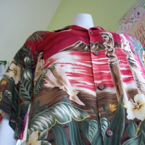 Hawaiian Men's Shirt Hawaiian Togs Luau Polynesian Lady Playing Ukulele ...