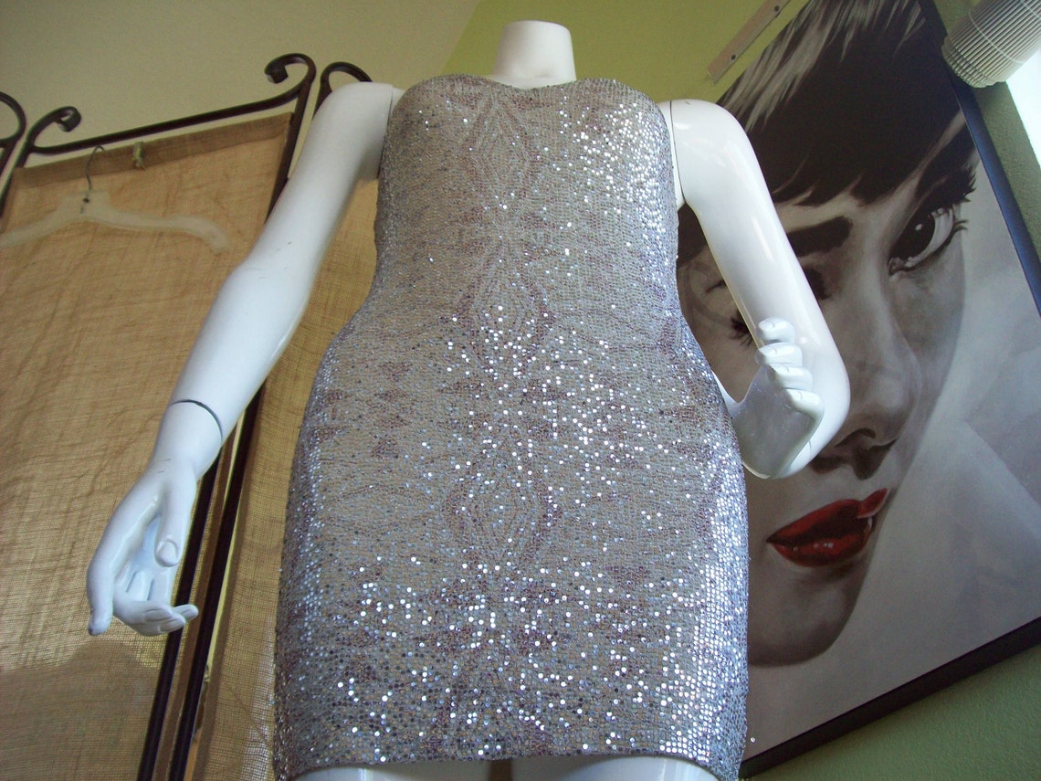 Silver Variegated Bodycon Silver-red Variegated Spangles - Etsy