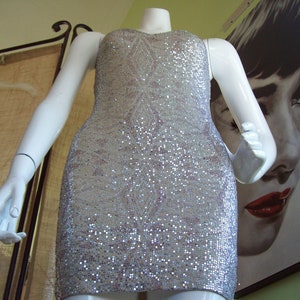 Silver Variegated Bodycon Silver-red Variegated Spangles Clubbing Party ...
