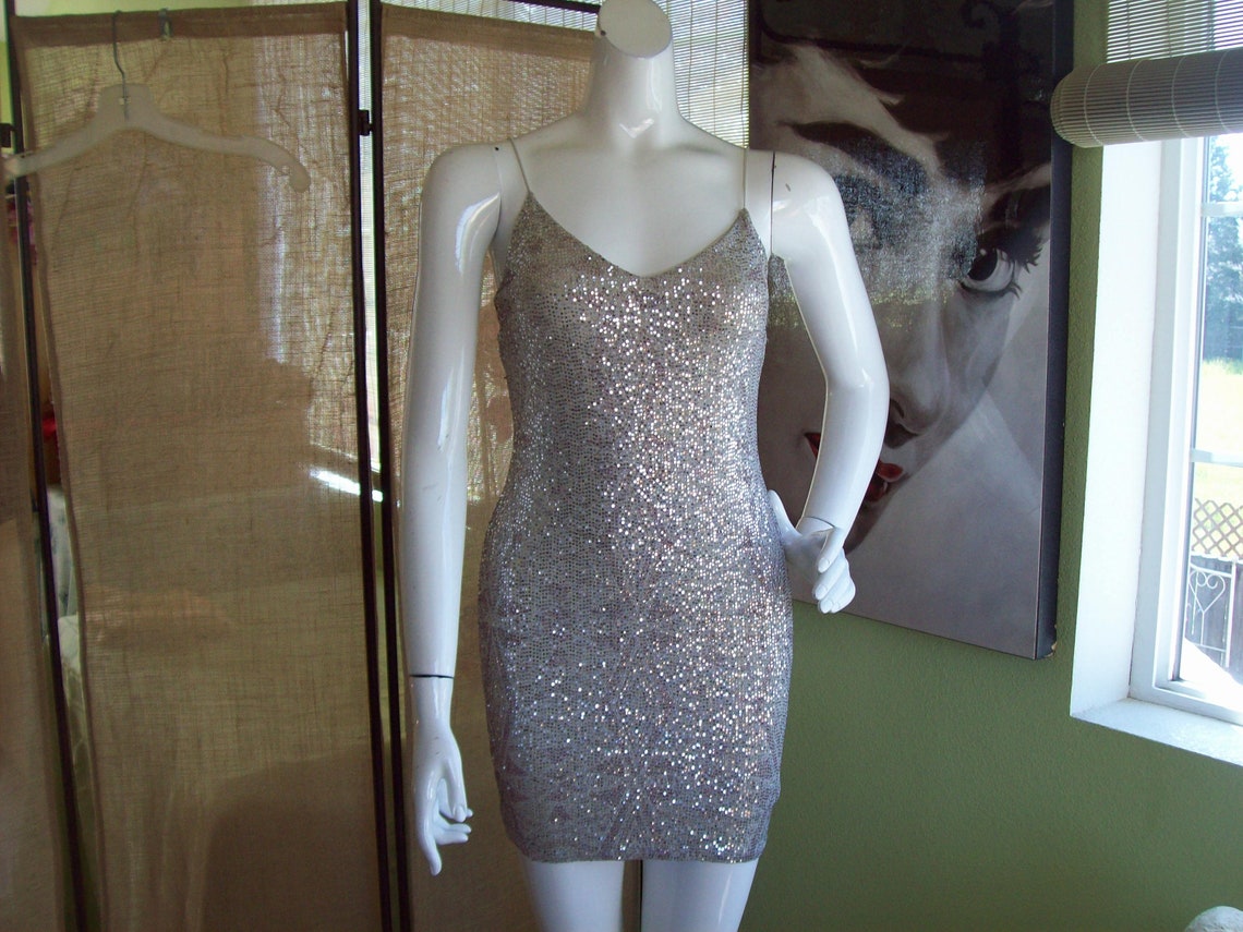 Silver Variegated Bodycon Silver-red Variegated Spangles - Etsy