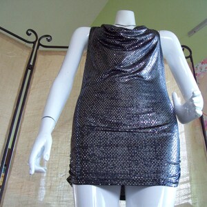 Silver Spangles Bodycon Cowl Neckline Mini Dress Clubbing Sparkle Dress ...