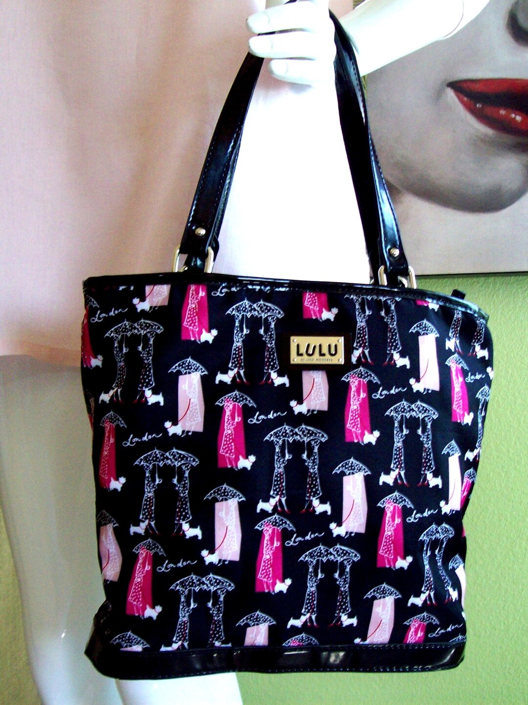 Scotties Handbag Ladies Scottie Dogs Parasols Tote Bag Polka Dot ...