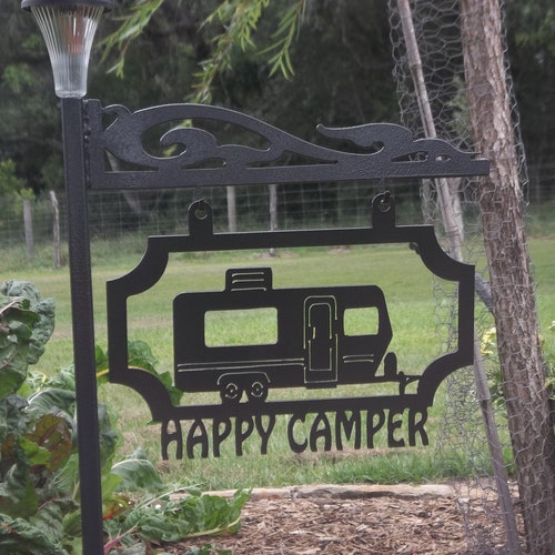 Camp/rv Sign With Flag Holder and Solar Light 48 - Etsy