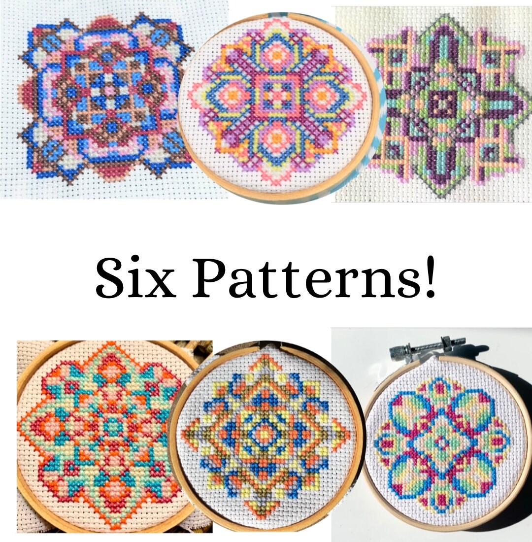 6-pack Mini Mandala Inspired Symmetrical Cross Stitch Patterns - Etsy