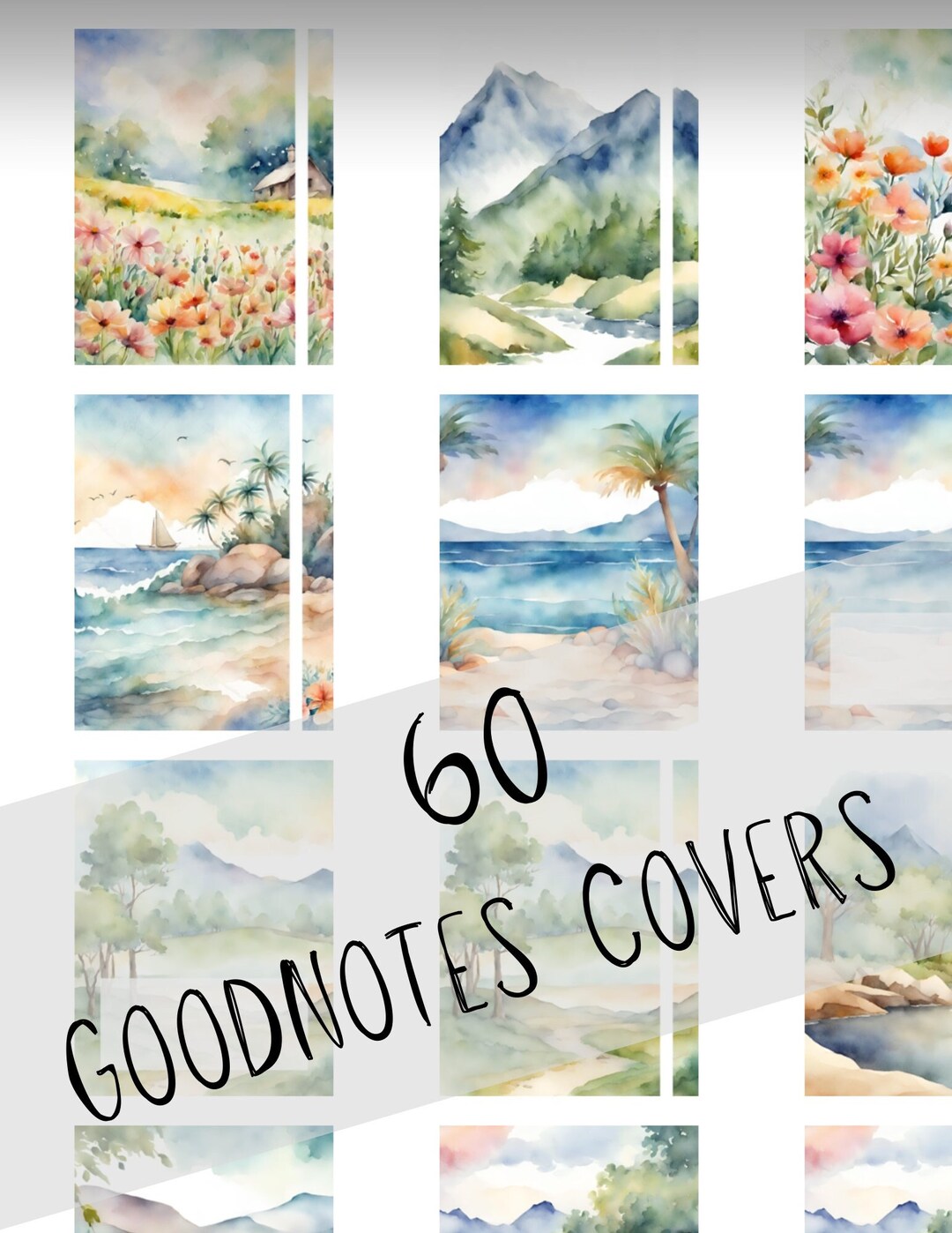 Watercolor Scenery Digital Notebook Covers - Etsy