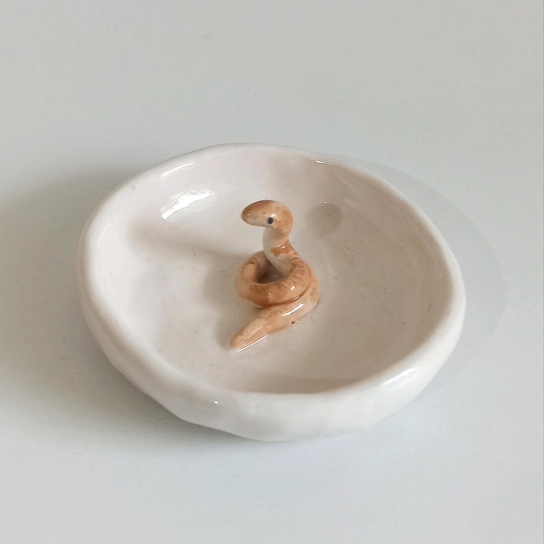 Handmade Ceramic Snake Ring Dish – Cute Animal Trinket Dish ...
