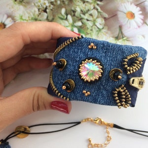 Denim Jewelry Set, Denim Ring, Bracelet and Earrings - Etsy