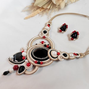 Unique Jewelry Set With Pearl and Gemstone, Statement Necklace With ...