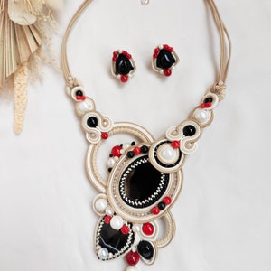 Unique Jewelry Set With Pearl and Gemstone, Statement Necklace With ...
