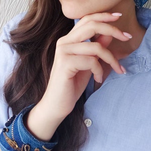 Denim Jewelry Set, Denim Blue Black Bracelet and Earrings, Embroidery ...