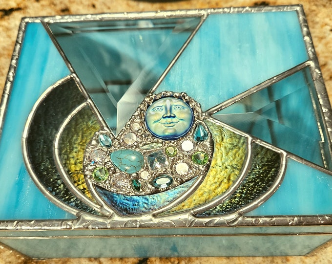 Beautiful Streaky Aqua Stained Glass Jewelry Box - Etsy