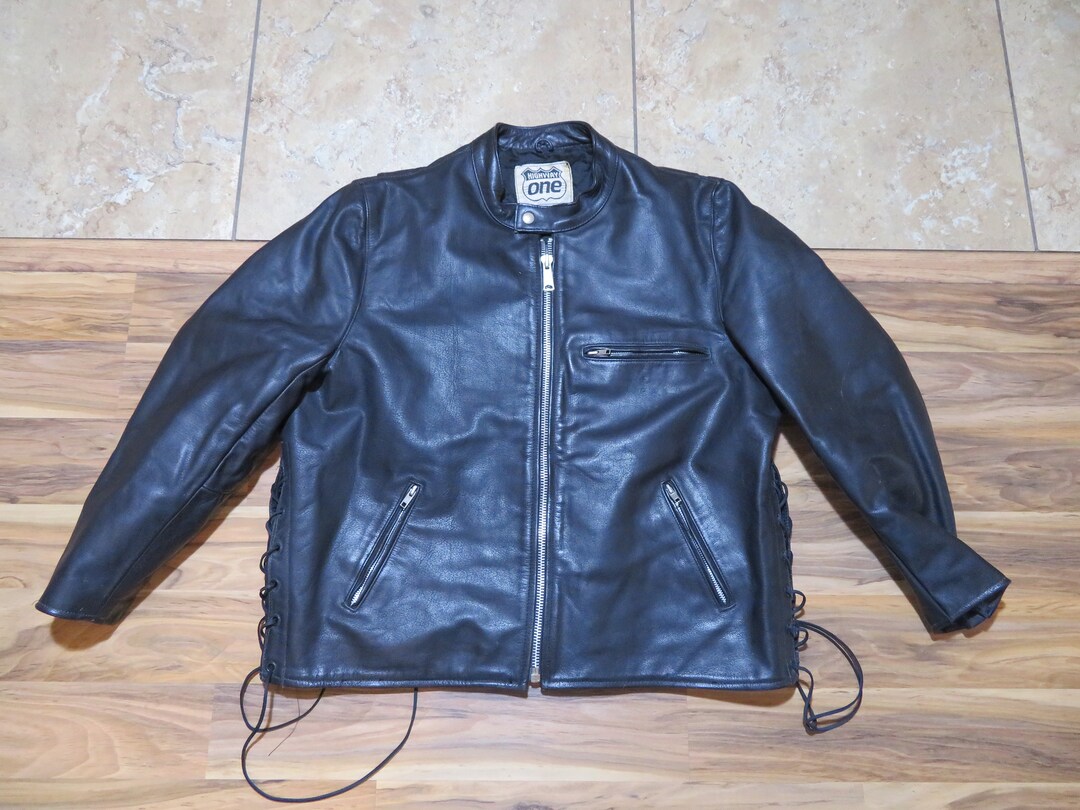 Vintage Highway One Cafe Racer Motorcycle Womens Black Leather Jacket ...