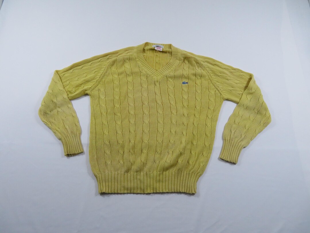 IZOD Lacoste Patron Yellow Knit Sweater Sz M? 1980s EE10 - Etsy