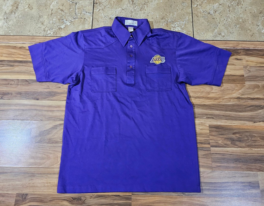 Vintage Los Angeles Lakers Purple Double Pocket Golf Polo Shirt NBA Sz ...
