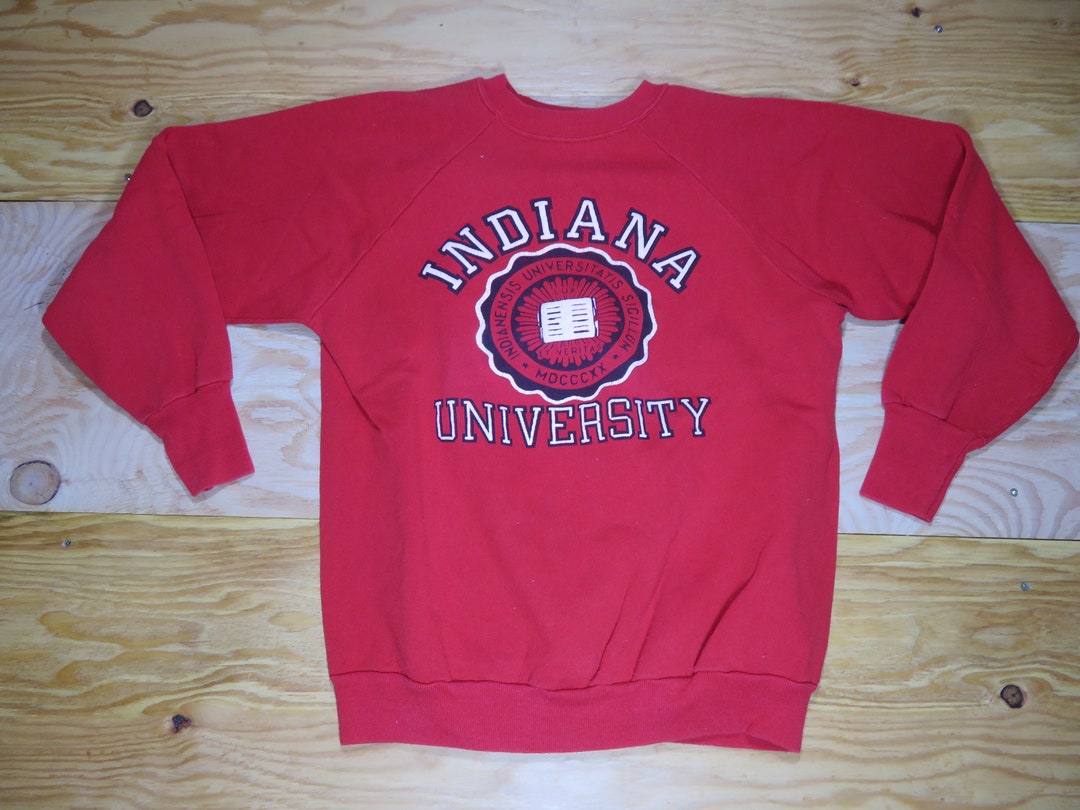 Vintage Indiana University Hoosiers Sweatshirt Sweater 50/50 Red White ...