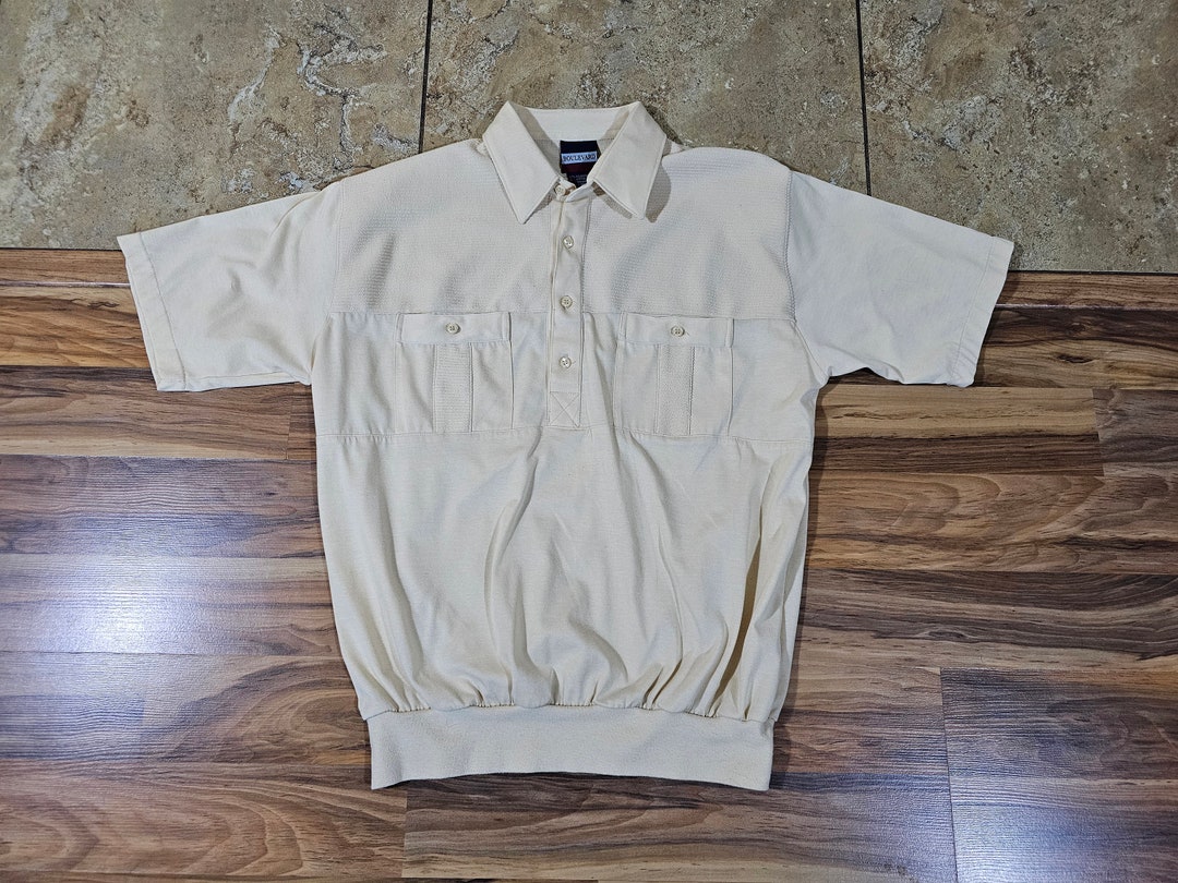 Vintage Boulevard Men's Casual Shirt Golf Beige 1/3 Button Pullover ...